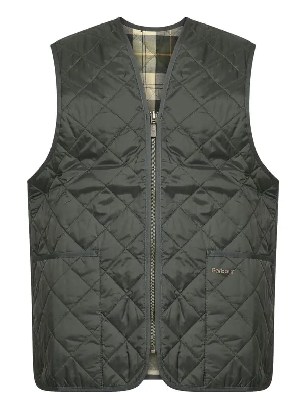 Barbour Quilted Zip-up Vest With Checked Lining - Black