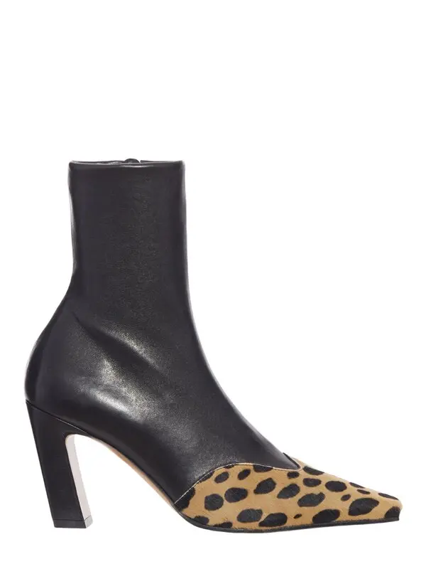 Khaite Nevada Leopard Printed Ankle Boots - Black
