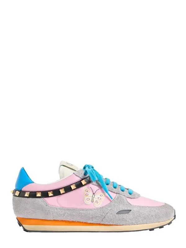 Valentino Garavani Studded Butterfly Embroidered Sneakers - Multi-color
