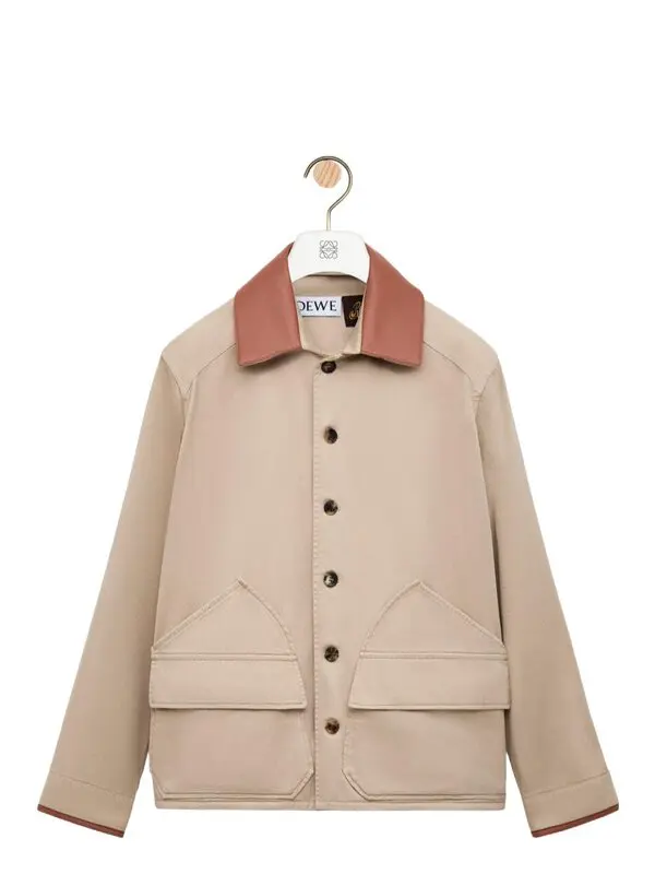 Loewe Long-sleeved Casual Jacket With Detachable Leather Collar - Sand-colored