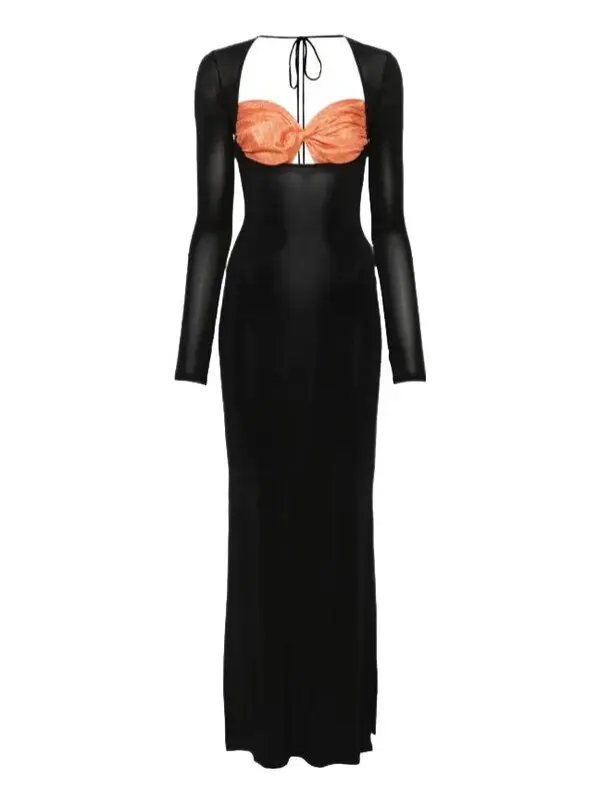 MARINE SERRE Regenerated Silk Scarves Maxi Dress - Black