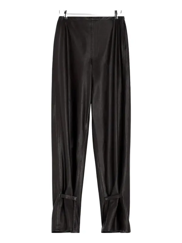 LEMAIRE Elasticated Waistband Leather Trousers - Black