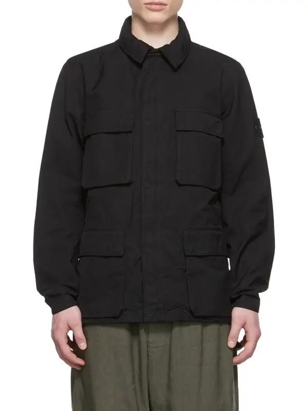 Stone Island Logo Patch Zipped Field Jacket - Black