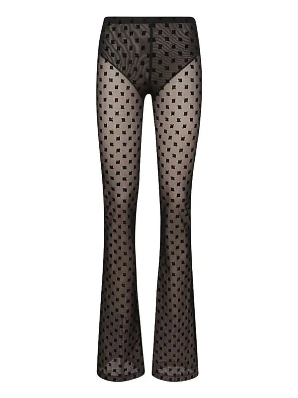 MISBHV Sheer Flocked Logo Mesh Trousers - Black