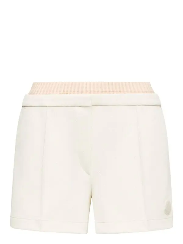 Moncler Layered-effect Vichy Cotton Blend Shorts - White