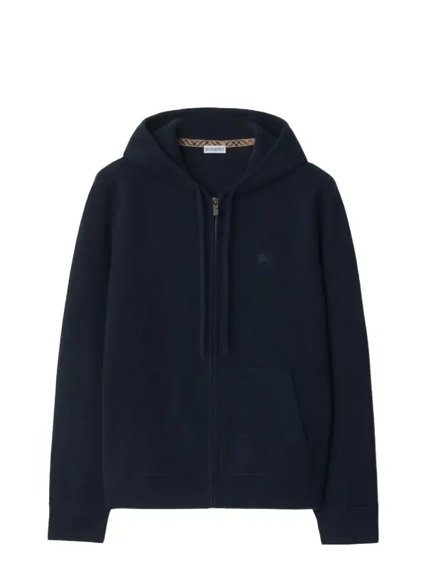 Burberry Ekd Embroidered Zip-up Hoodie - Navy