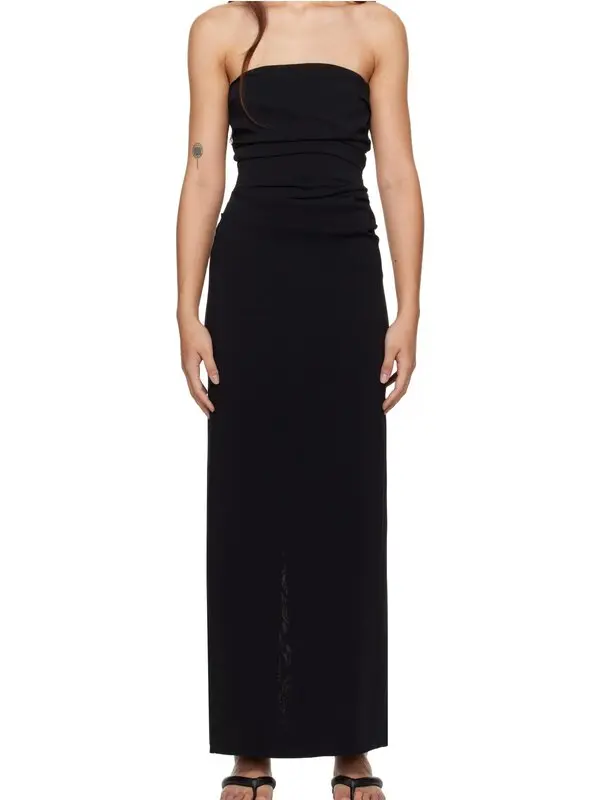 ST. AGNI Ruched Strapless Maxi Dress - Black