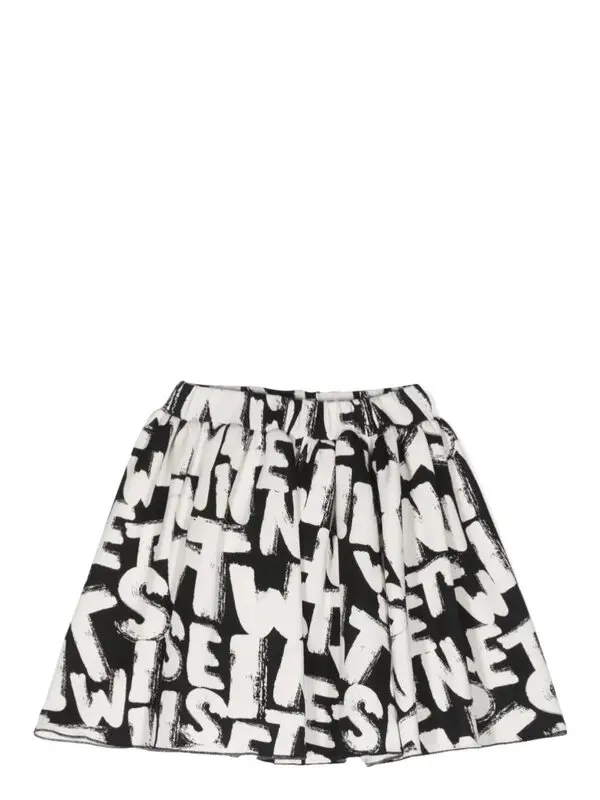 TWINSET Logo Print Flared Skirt - White