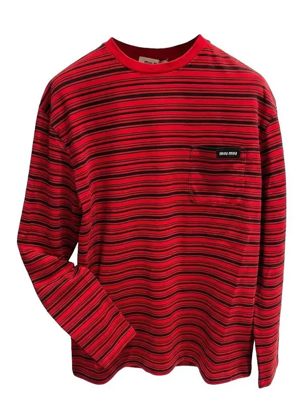 Miu Miu Striped Long Sleeve T-shirt - Red
