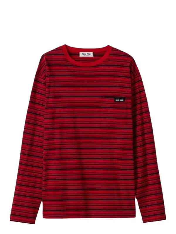 Miu Miu Striped Long Sleeve T-shirt - Red
