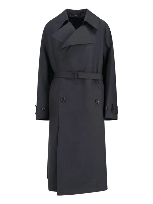 LEMAIRE Double-breasted Belted Trench Coat - Black