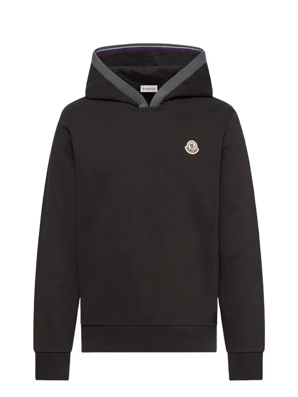 Moncler Brushed Cotton Logo Hoodie - Black