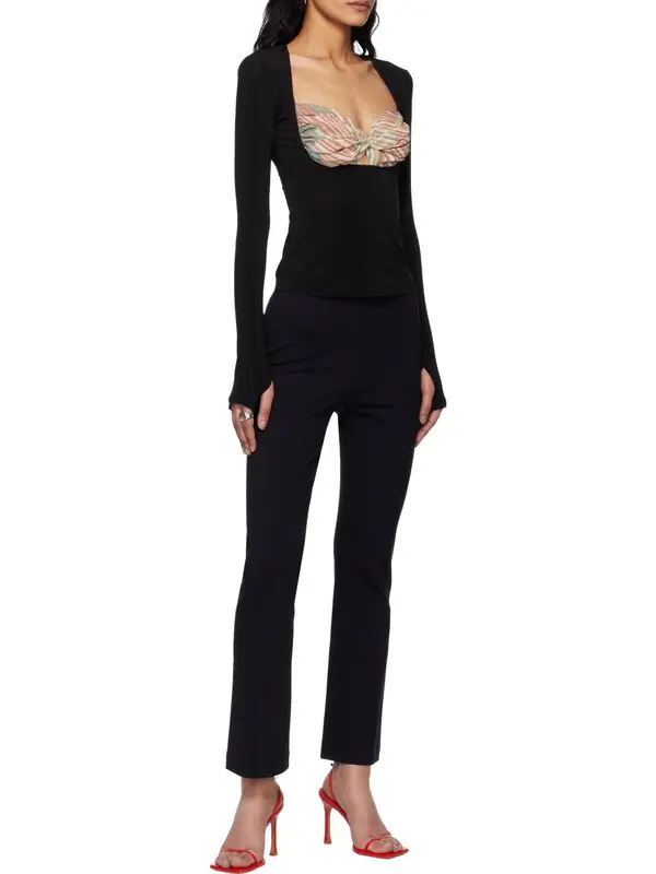 MARINE SERRE Paneled Long-sleeved Blouse - Black