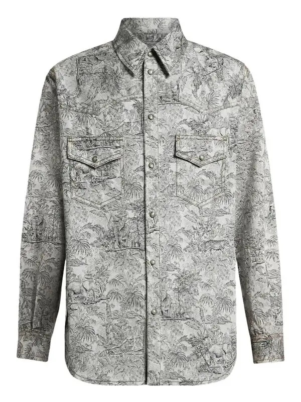 Etro Long-sleeved Denim Overshirt - Grey