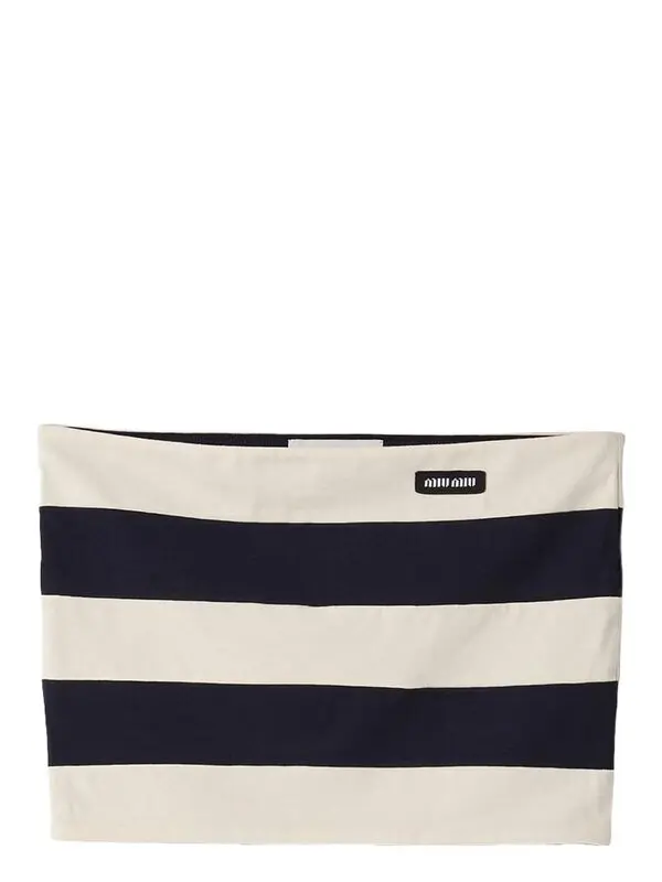 Miu Miu Striped Strapless Jersey Top - Blue/chalk