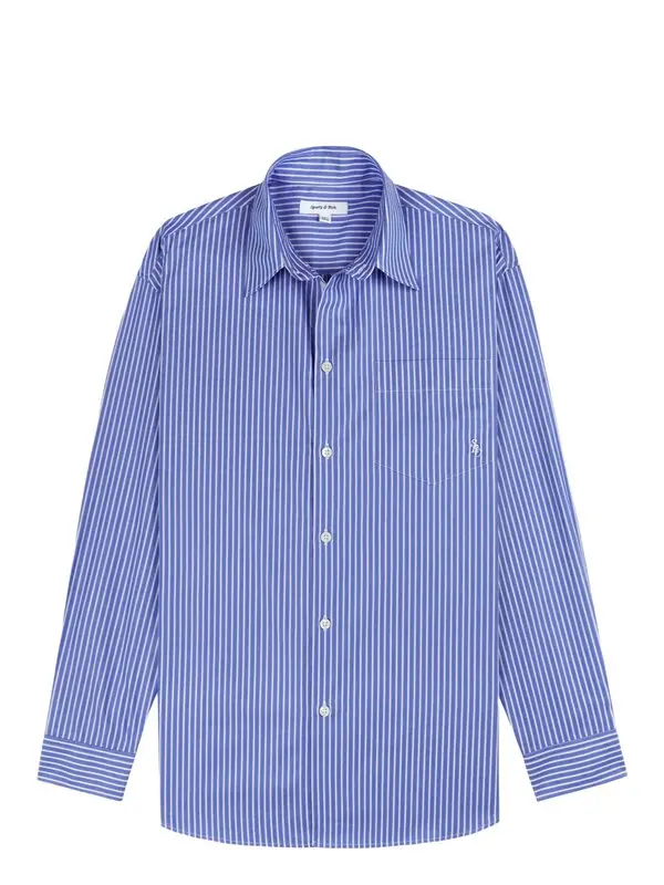 SPORTY  RICH Sporty & Rich Striped Cotton Shirt - Blue