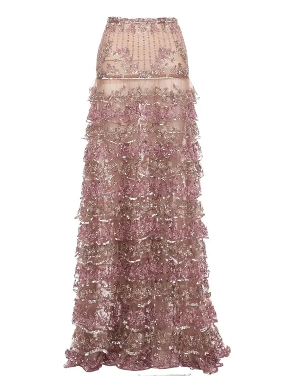 Valentino Garavani Sequined Midi Skirt - Brown
