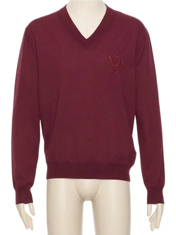 Valentino Garavani V-neck Wool Jumper With Vg Embroidery - Red