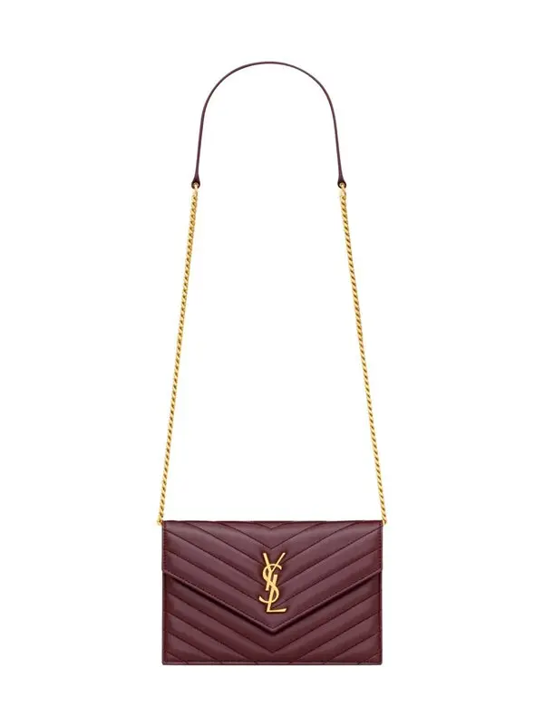 Saint Laurent Cassandre Envelope Chain Wallet - Red