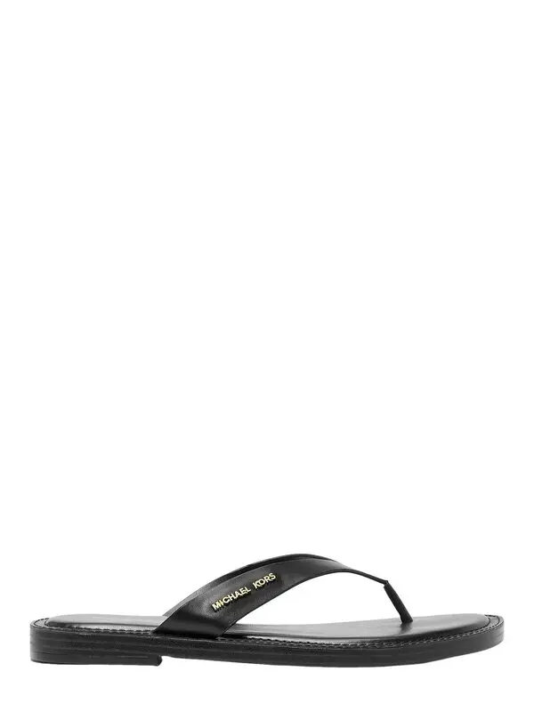 Michael Kors Koko Leather Flip Flop Sandals - Black