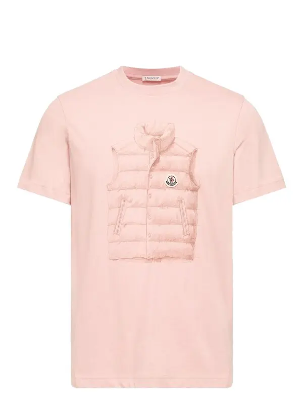 Moncler Padded Gilet Print T-shirt - Pink