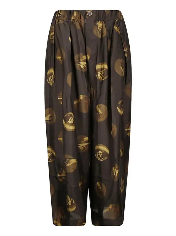 UMA WANG Printed Elasticated Waist Trousers - Black