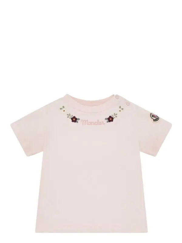 Moncler Embroidered Logo Cotton T-shirt - Light Pink