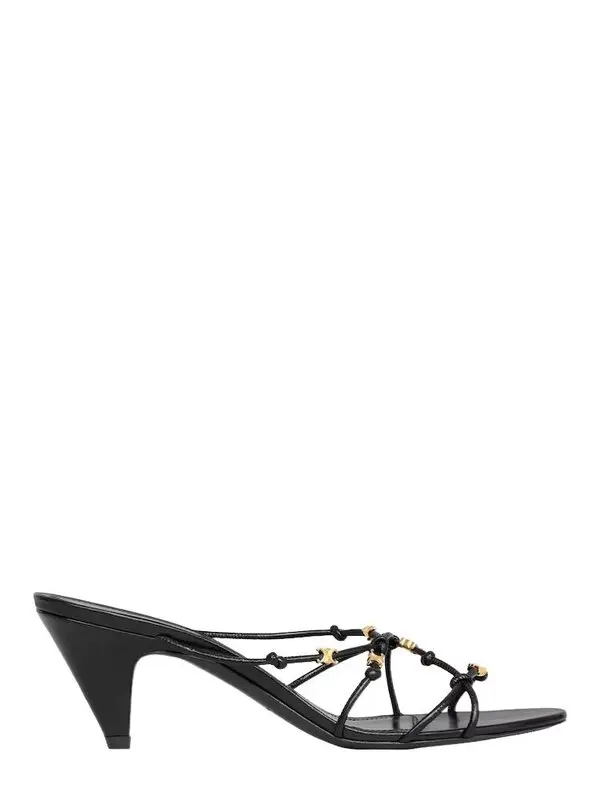 Celine Uptown Heeled Mule In Goatskin - Black
