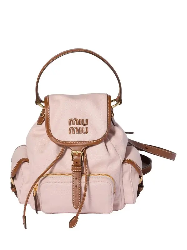 Miu Miu Logo Backpack - Peach/brandy