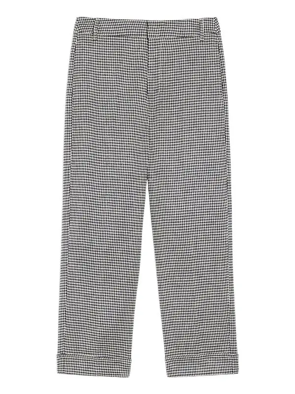 Max Mara Linen And Cotton Basketweave Houndstooth Trousers - Blue