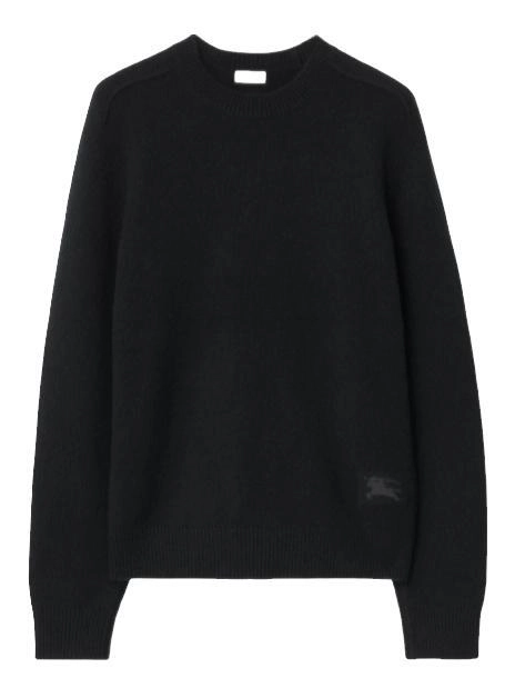 Burberry Cashmere Sweater With Equestrian Knight Design - Black