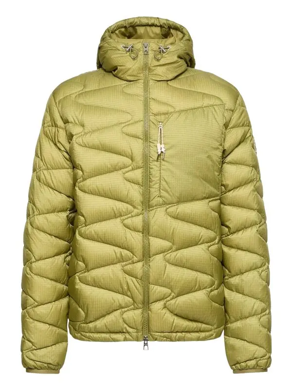 Moncler Tidone Hooded Wave Quilted Short Down Jacket - Lime Green