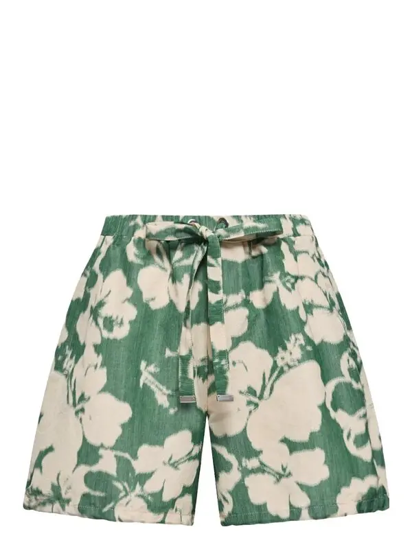 Moncler Floral Print Chiné Shorts - Beige/green