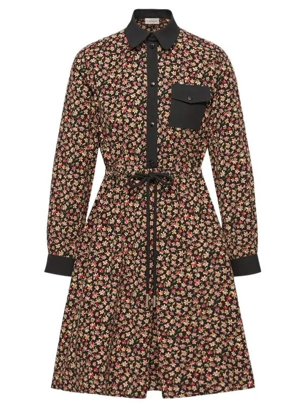 Moncler Printed Corduroy Shirt Dress - Black