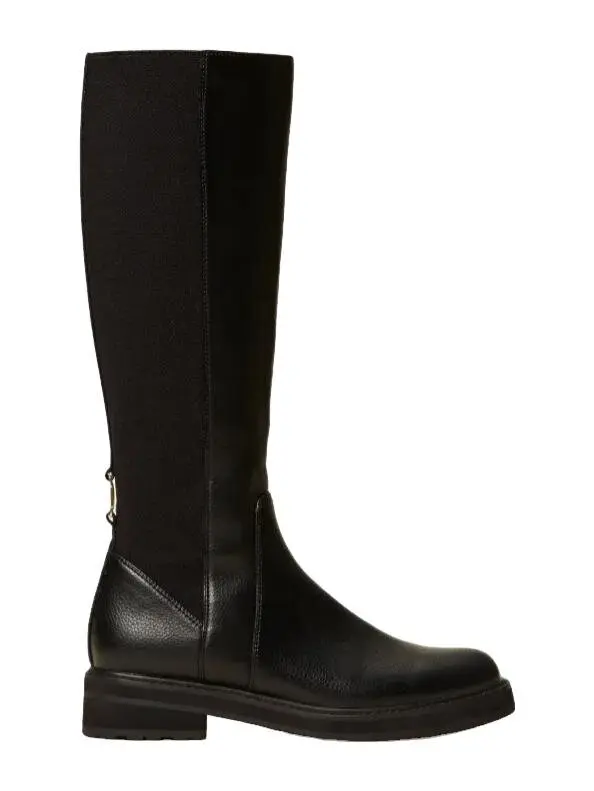 TWINSET Knee-high Boots With Gold-tone Clasp - Black
