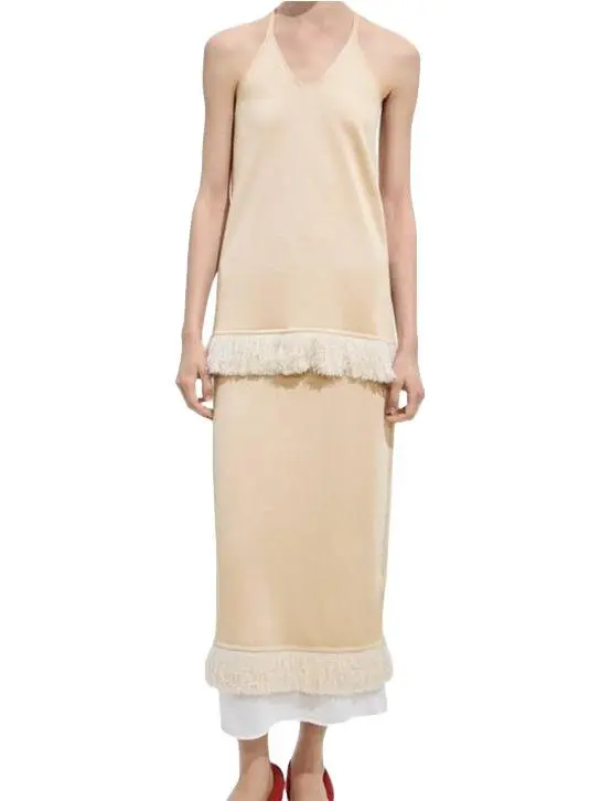 Bottega Veneta Silk Knit Top With Fringe Detail - No