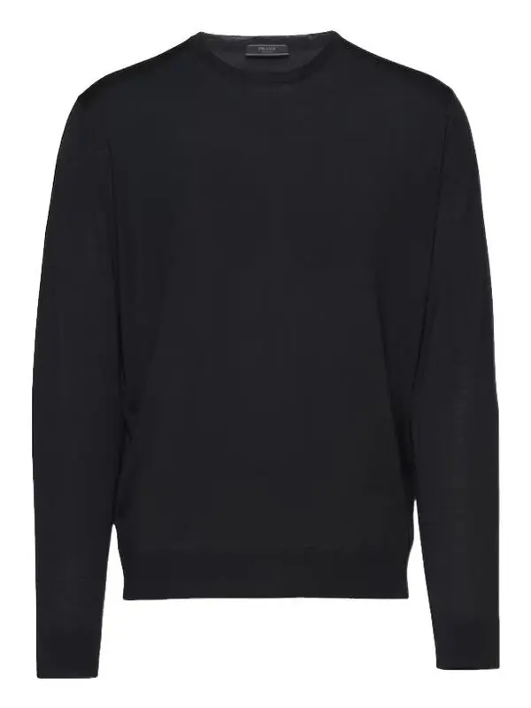 Prada Knitted Crew Neck Jumper - Black