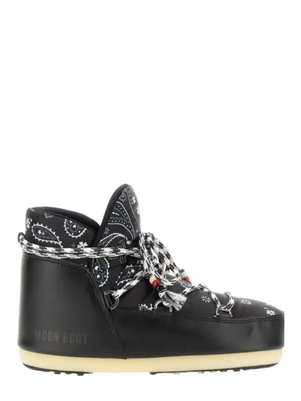 Alanui X Moon Boot Bandana Printed Round Toe Boots - Black