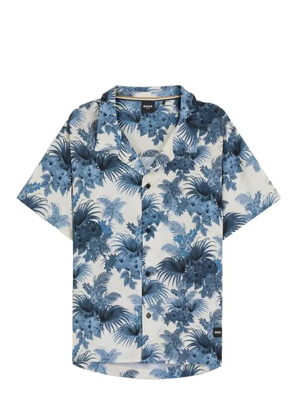 Hugo Boss Pattern-printed Short-sleeved Shirt - Light Blue