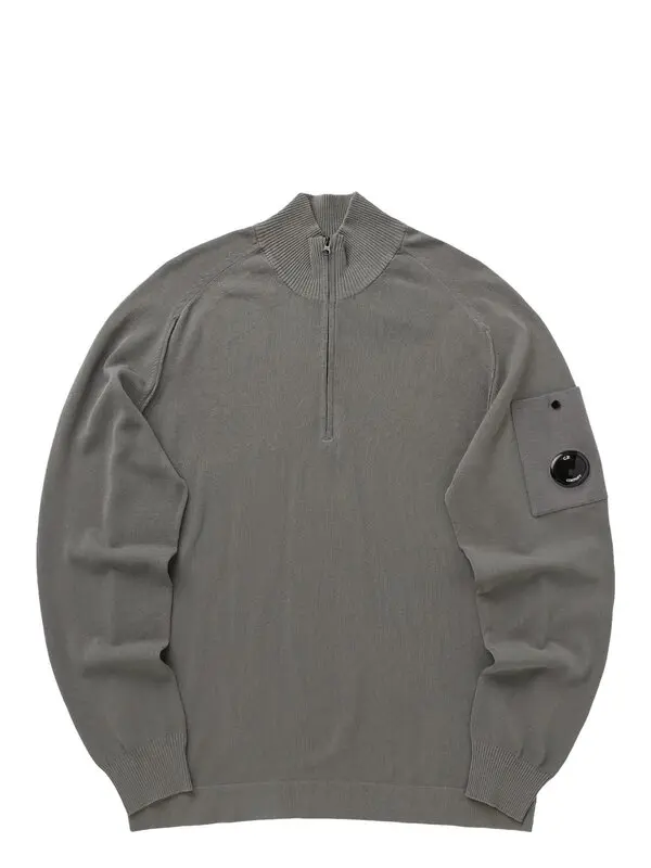 C.P. COMPANY Half-zip Knitted Sweater - Gun Gray