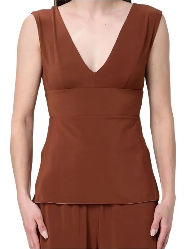 Max Mara Sleeveless V-neck Top With Slit Hem - Red