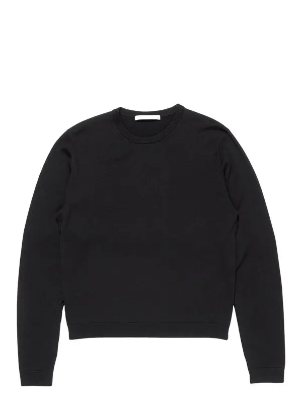 Acne Studios Merino Wool Crewneck Sweatshirt With Bow Embroidery - Black