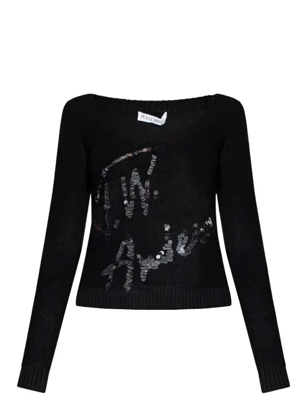J.W.ANDERSON Jw Anderson Sequin Embellished Knitted Jumper - Black