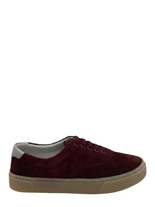 Brunello Cucinelli Corduroy Suede Lace-up Sneakers - Deep Red