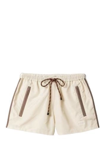 Miu Miu Technical Fabric Drawstring Shorts - Vanilla