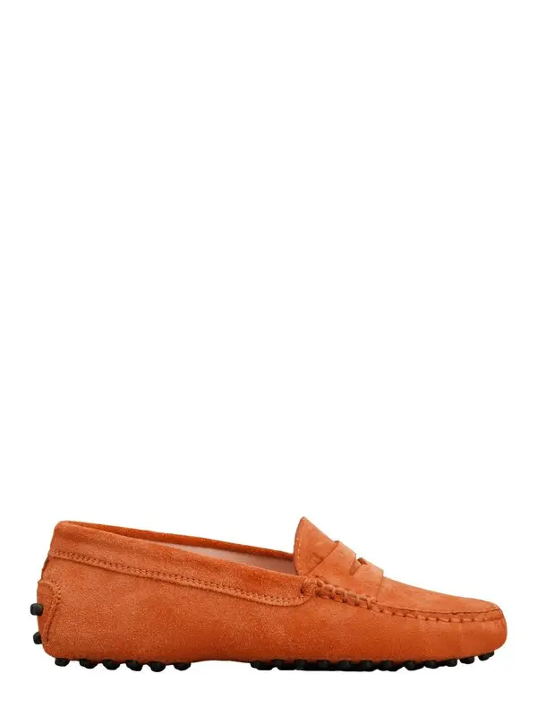 TOD'S Suede Calfskin Round-toe Loafers - Orange