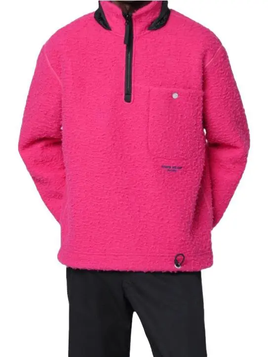 Stone Island Logo Embroidered Drawstring Hem Sweatshirt - Fuchsia