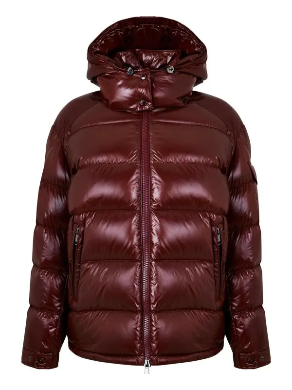 Moncler Horizontal Quilted Down Jacket With Hood - Brown
