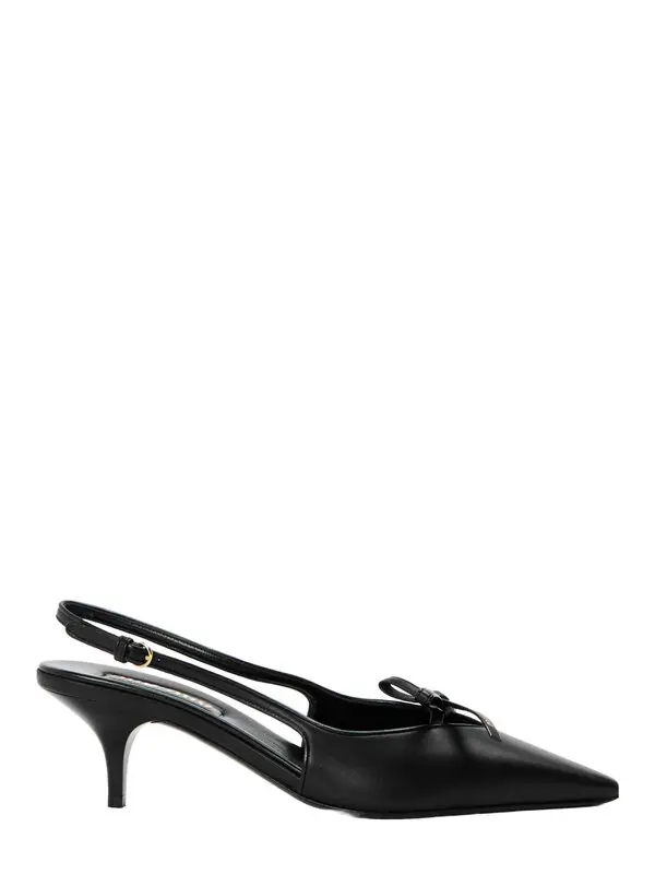 Miu Miu Logo Bow Kitten Slingbacks - Black