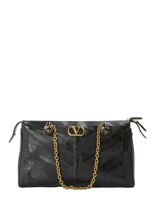 Valentino Garavani V-logo Chain Tote - Black